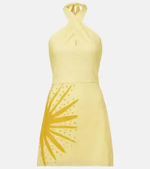 CALA DE LA CRUZ Veneta Printed Cotton Mini Dress - Yellow