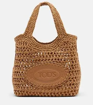 TOD'S Logo Raffia Top-handle Bag