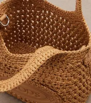 TOD'S Logo Raffia Top-handle Bag