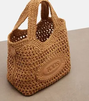 TOD'S Logo Raffia Top-handle Bag
