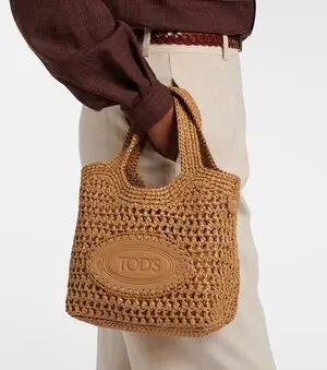 TOD'S Logo Raffia Top-handle Bag