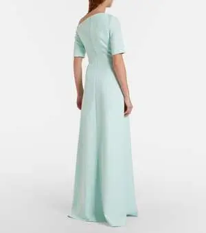Safiyaa Stephanie Draped Crepe Gown - Turquoise