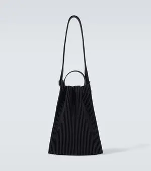 Issey Miyake Pleated Drawstring Shoulder Bag - Black