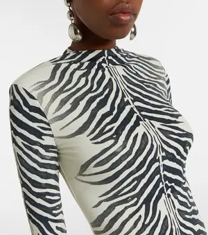 DE LA VALI Kari Zebra-print Maxi Dress