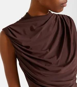 DE LA VALI Draped Caped Jersey Mini Dress