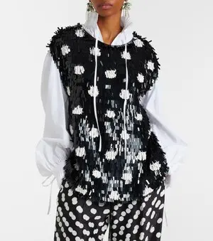 Dries Van Noten Sequined Silk Top - Black