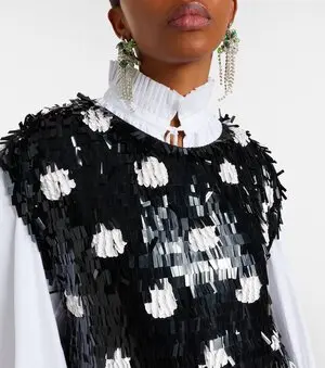 Dries Van Noten Sequined Silk Top - Black
