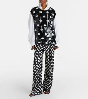 Dries Van Noten Sequined Silk Top - Black