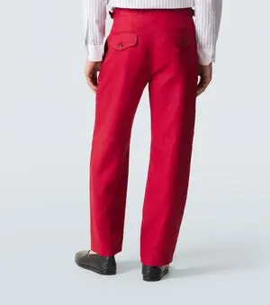 BODE Linen Straight Leg Trousers - Red