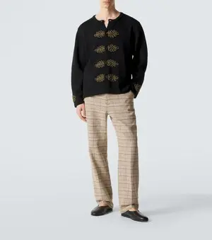 BODE Looped Frog Embroidered Wool Cardigan