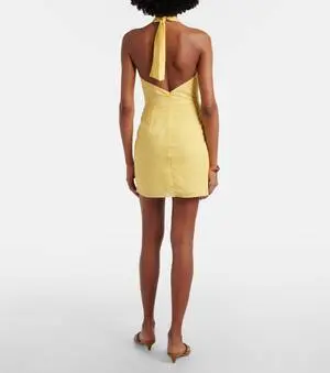 CALA DE LA CRUZ Soleilama" Printed Cotton Mini Dress - Yellow