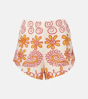 CALA DE LA CRUZ Bahamas Printed Linen Shorts - Beige