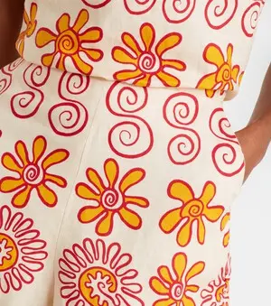 CALA DE LA CRUZ Bahamas Printed Linen Shorts - Beige