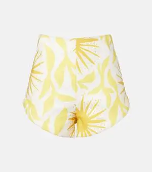 CALA DE LA CRUZ Bahamas Printed Linen Shorts - Yellow