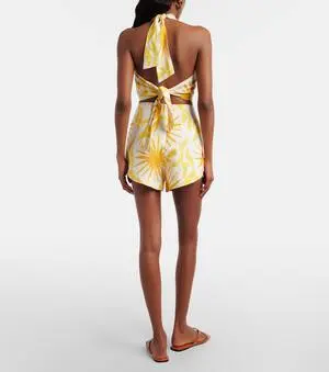 CALA DE LA CRUZ Bahamas Printed Linen Shorts - Yellow