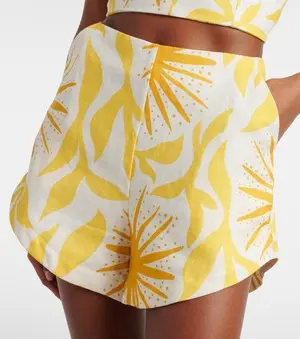 CALA DE LA CRUZ Bahamas Printed Linen Shorts - Yellow