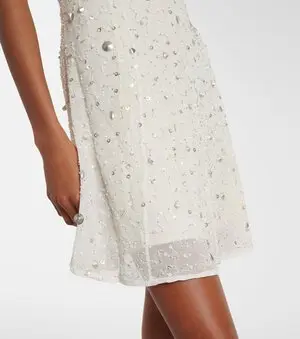 Staud Embellished Tulle Mini Dress - White