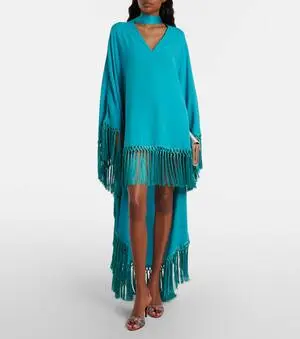 TALLER MARMO Cecil Fringed Crêpe Cady Kaftan - Blue
