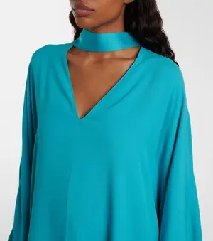 TALLER MARMO Cecil Fringed Crêpe Cady Kaftan - Blue