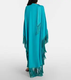 TALLER MARMO Cecil Fringed Crêpe Cady Kaftan - Blue