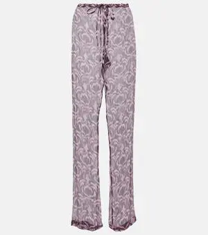 Dries Van Noten Pachas Printed Silk Straight Pants - Pink