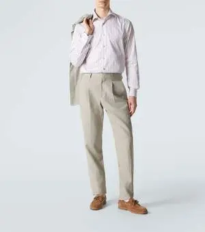 Kiton Striped Cotton Poplin Shirt