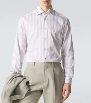Kiton Striped Cotton Poplin Shirt