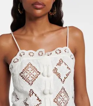 Isabel Marant Étoile Nellsy Embroidered Cotton Linen Crop Top