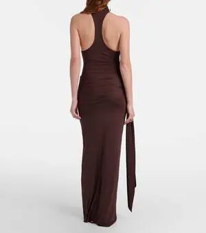 DE LA VALI Aidana Draped Jersey Maxi Dress