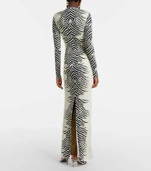 DE LA VALI Kari Zebra-print Maxi Dress