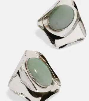 JENNIFER BEHR Kendall Embellished Earrings With Tiger's Eye - Silver