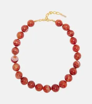 JENNIFER BEHR Louisa 18kt Gold-plated Embellished Necklace - Red