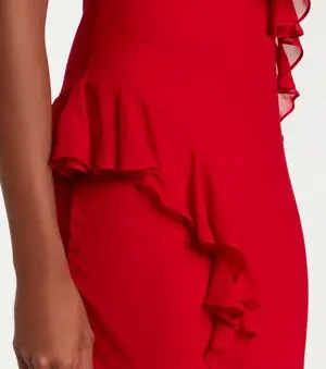 DE LA VALI Mayara Ruffled Georgette Gown - Red