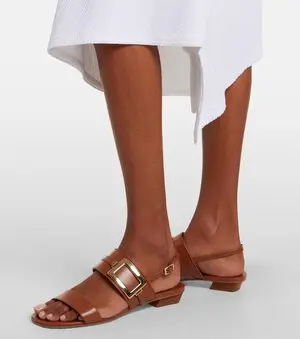 ROGER VIVIER Belle Vivier Leather Slingback Sandals - Brown