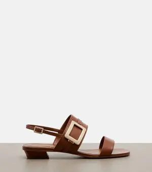ROGER VIVIER Belle Vivier Leather Slingback Sandals - Brown