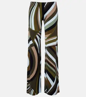 Emilio Pucci Printed Wide-leg Pants - Green