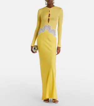 Christopher Esber Verner Cutout Lace-trimmed Maxi Dress - Yellow