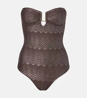 Melissa Odabash Argentina Lamé Swimsuit - Brown
