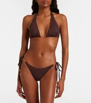 Melissa Odabash Halterneck Bikini Top - Brown