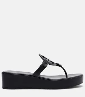 Tory Burch Miller Leather Platform Thong Sandals - Black