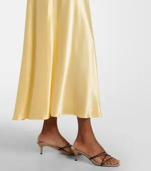 Rixo Lace-trimmed Satin Midi Dress - Yellow
