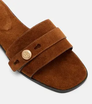 Tory Burch Romy Suede Slides - Brown