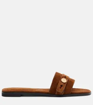Tory Burch Romy Suede Slides - Brown