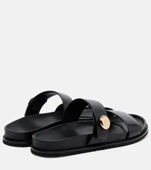 Tory Burch Romy Sport Leather Slides - Black