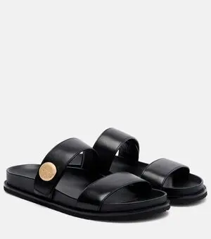 Tory Burch Romy Sport Leather Slides - Black