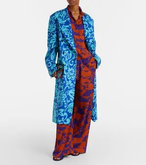 Dries Van Noten Printed Double-breasted Coat