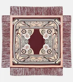 La DoubleJ Fringed Printed Silk Twill Scarf - Multicoloured