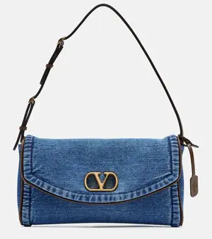 Valentino Garavani Devain Small Denim Shoulder Bag - Blue