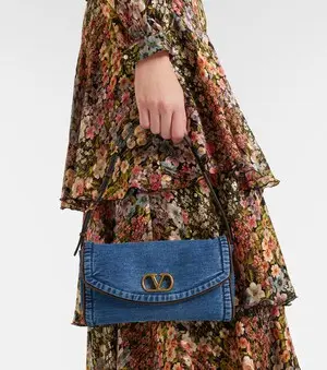 Valentino Garavani Devain Small Denim Shoulder Bag