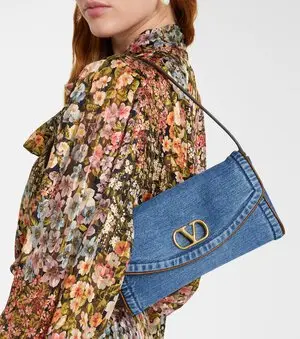 Valentino Garavani Devain Small Denim Shoulder Bag